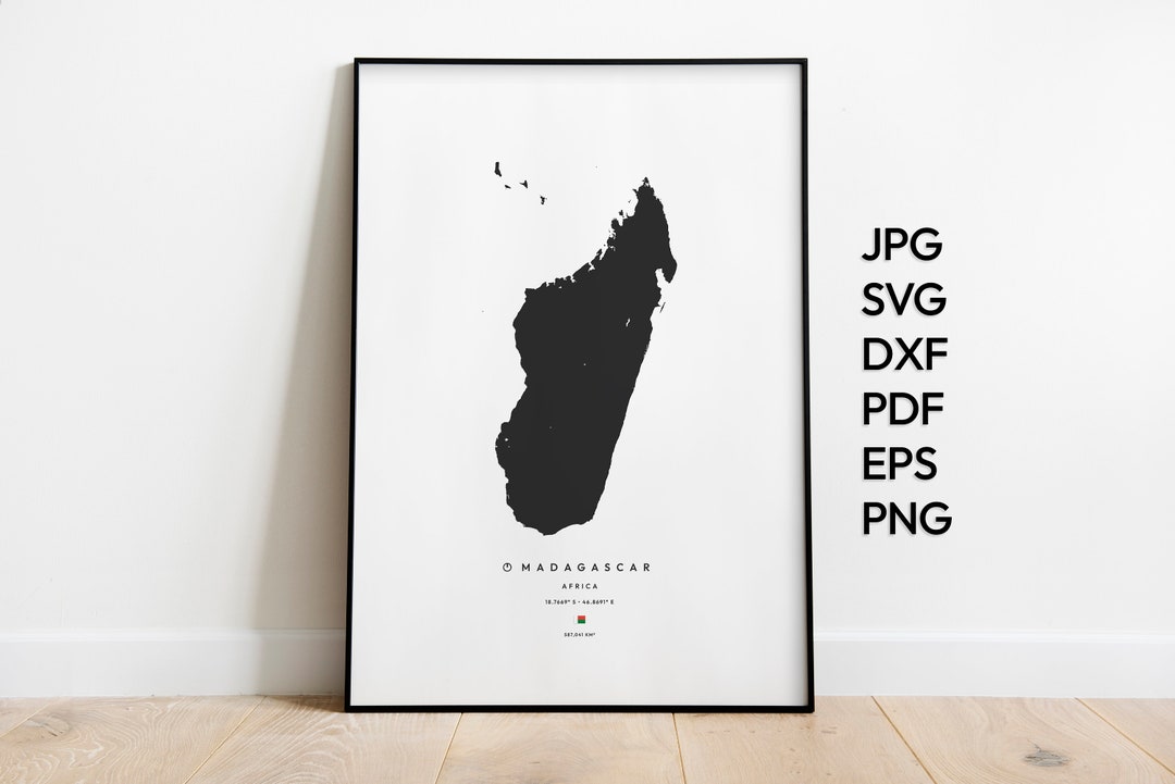 Madagascar Mapa Svg Png Pdf Dxf Eps / Madagascar Print / Madagascar ...