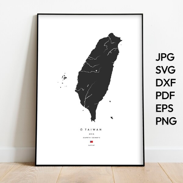 Taiwan Map - Etsy