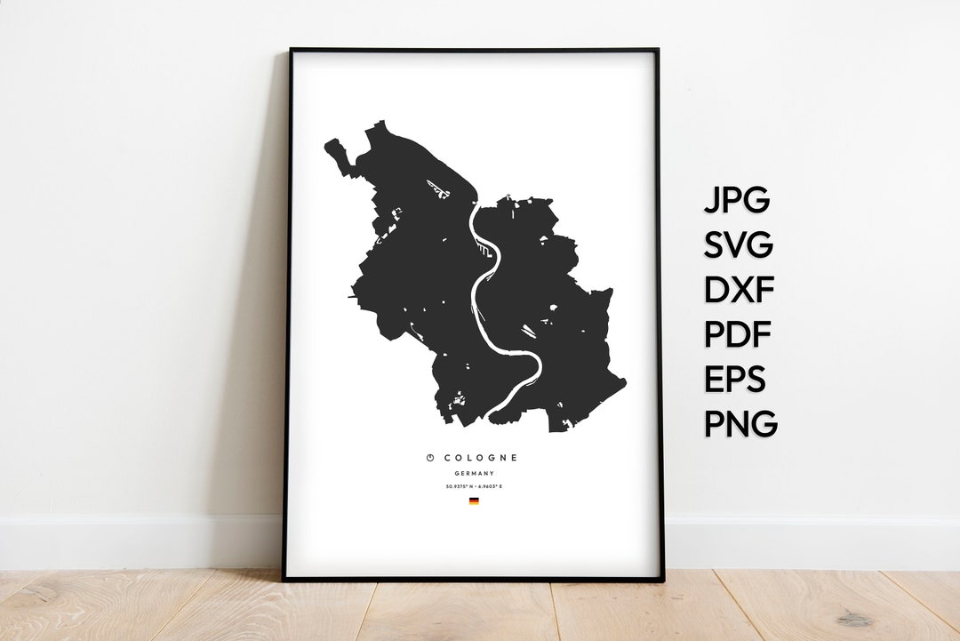 Cologne Map Svg Png Pdf Dxf Eps City Map Vector File - Etsy UK
