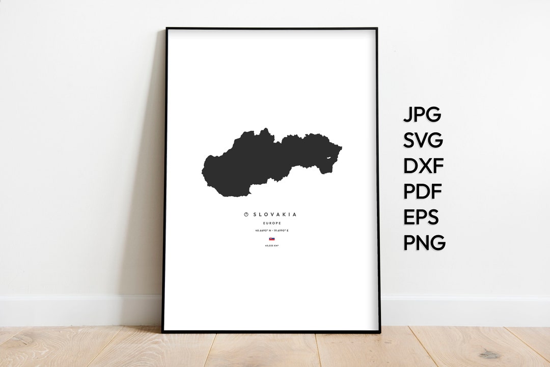 Slovakia Map Svg Png Pdf Dxf Eps Slovakia Print Slovakia - Etsy