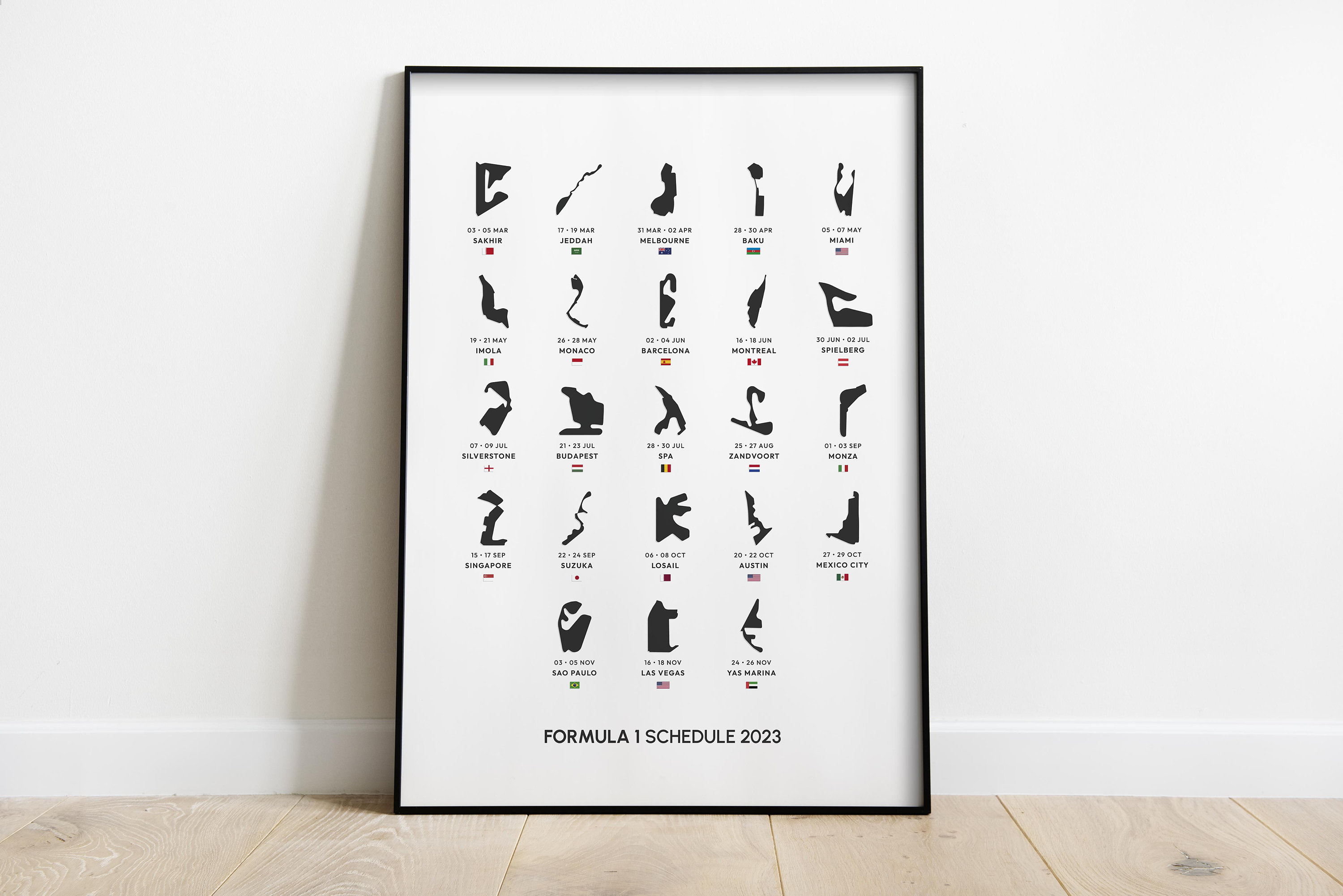 F1 2023 Kalender F 1 2023 Schema Racen Affiche Formule - Etsy België