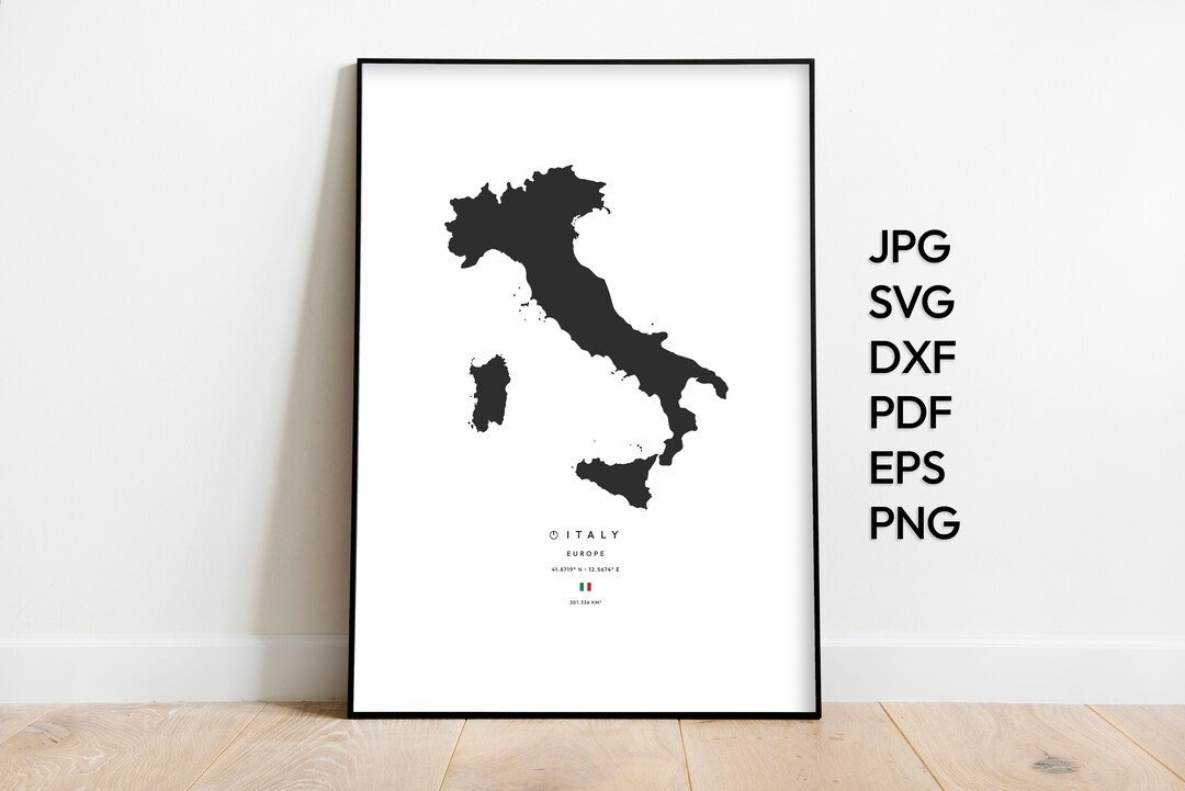 Italy Map Svg Png Pdf Dxf Eps Italy Print Italy Vector File Italy Wall ...