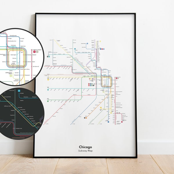 Chicago Subway Map - Etsy