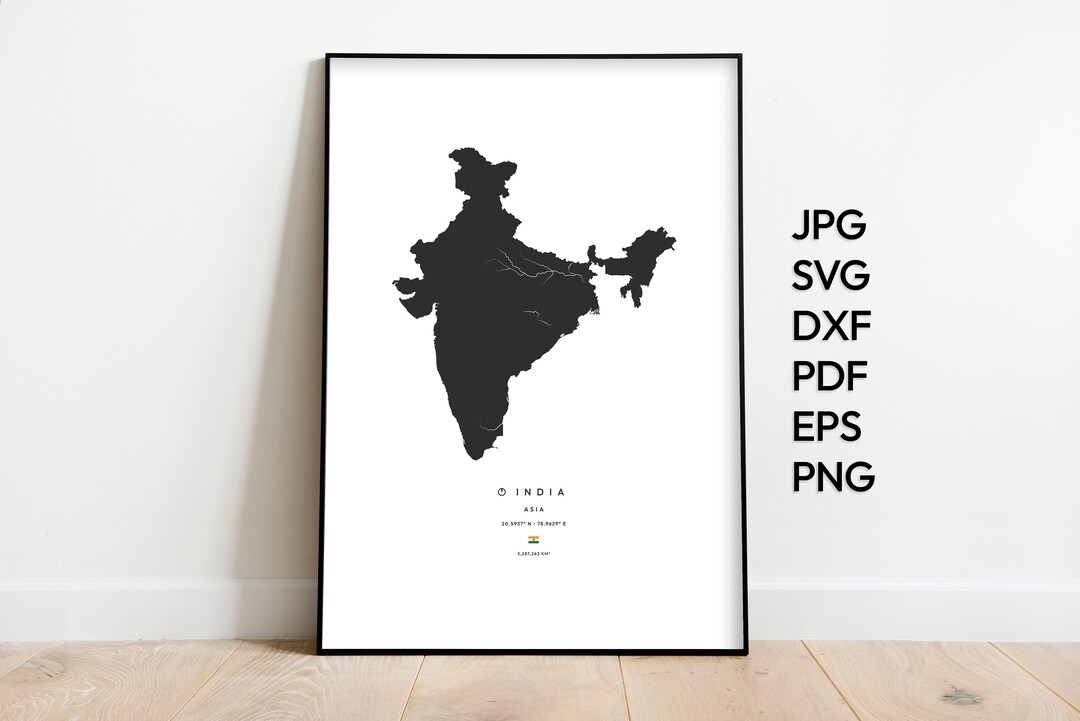 India Map Svg Png Pdf Dxf Eps India Print India Vector - Etsy Canada