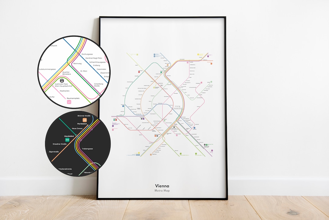 Vienna Metro Map Poster Vienna Subway Vienna Gift Vienna Poster Vienna ...