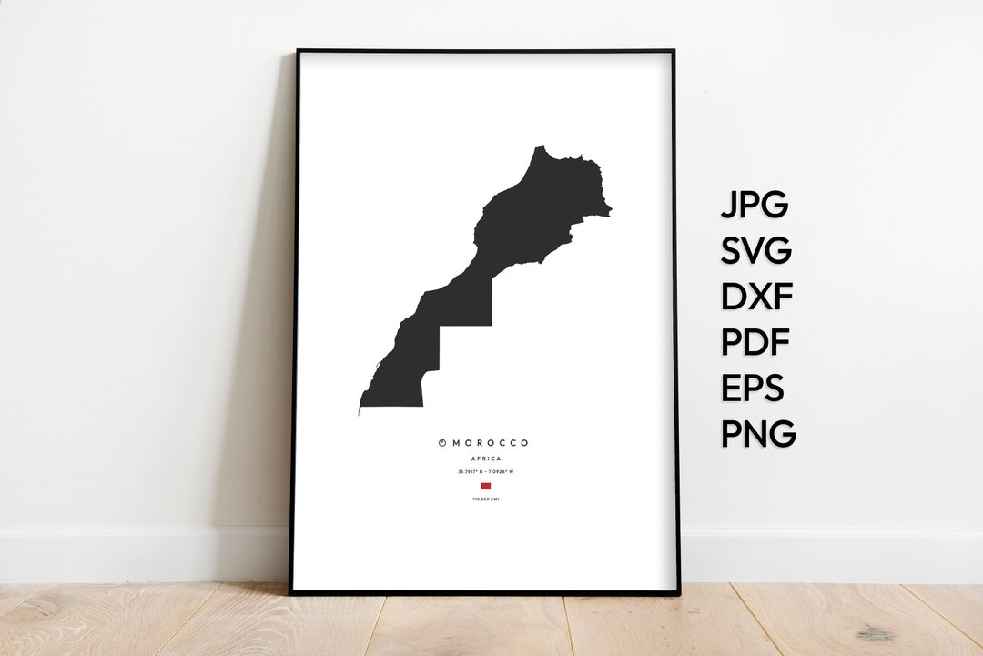 Morocco Map Svg Png Pdf Dxf Eps Morocco Print Morocco - Etsy Australia