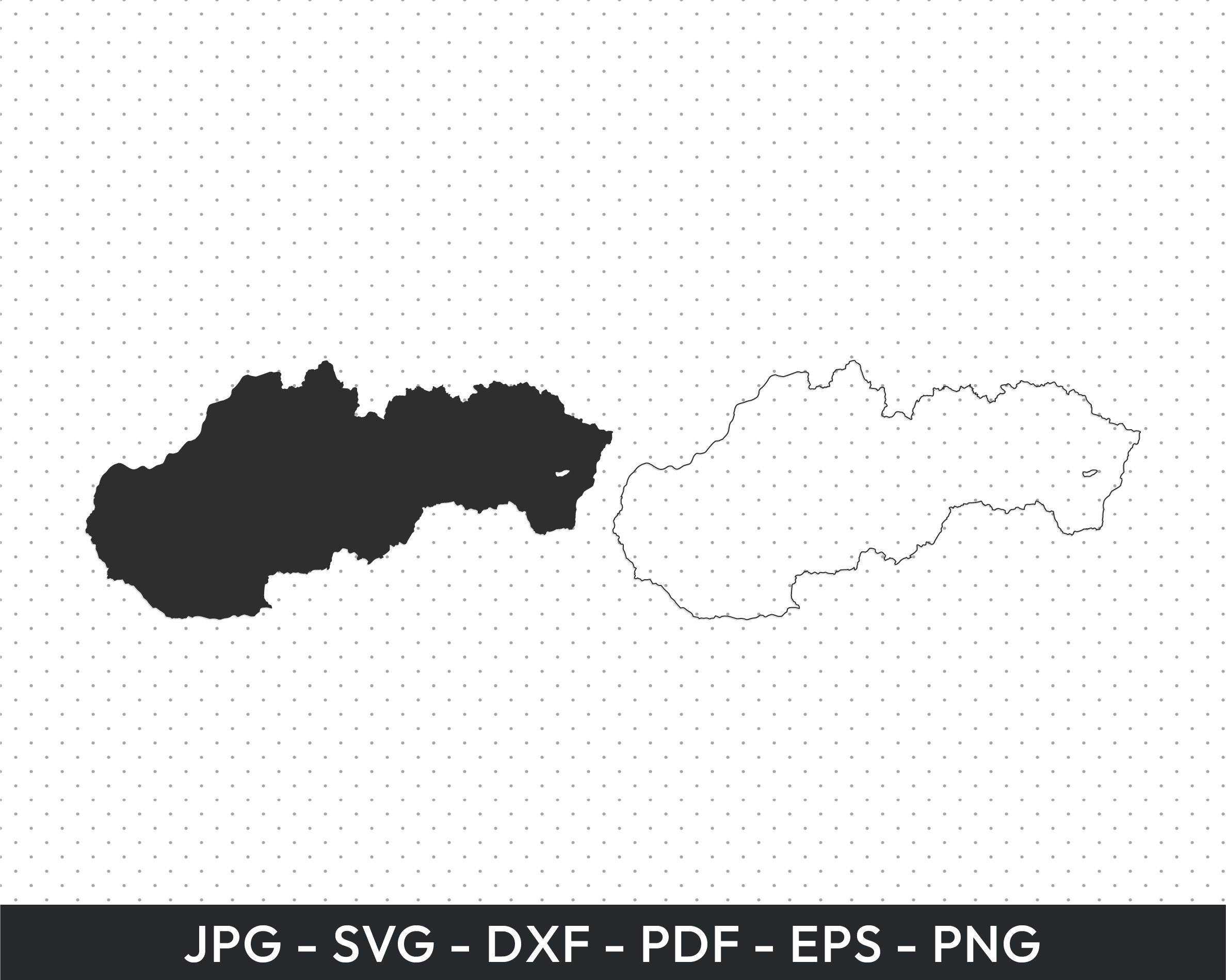Slovakia Map Svg Png Pdf Dxf Eps Slovakia Print Slovakia - Etsy