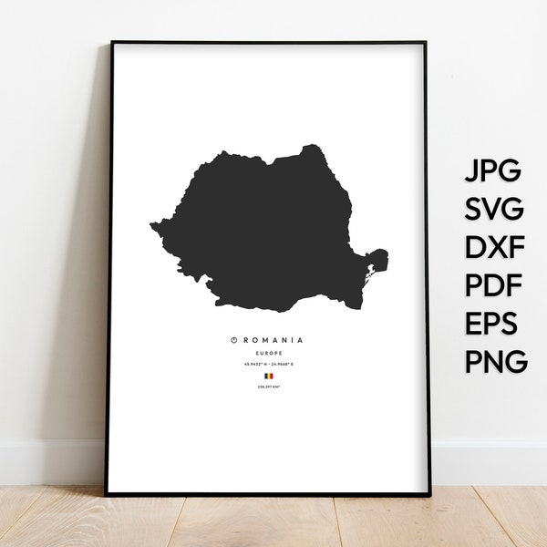 Romania Map - Etsy