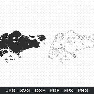 Singapore Map Svg Png Pdf Dxf Eps Singapore Print - Etsy