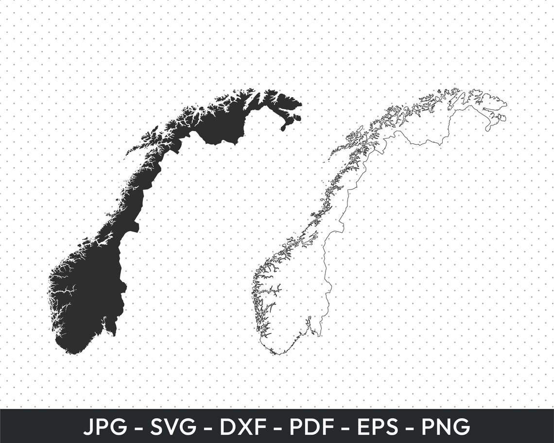 Norway Map Svg Png Pdf Dxf Eps Norway Print Norway Vector File Norway ...