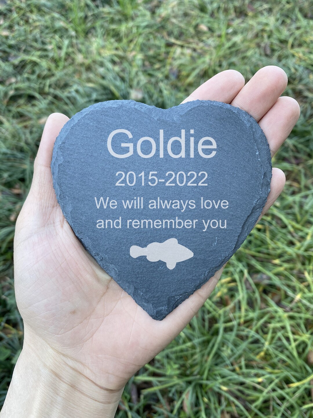Custom Pet Memorial Stone, Personalized Engrave Fish Memorial Plaque ...