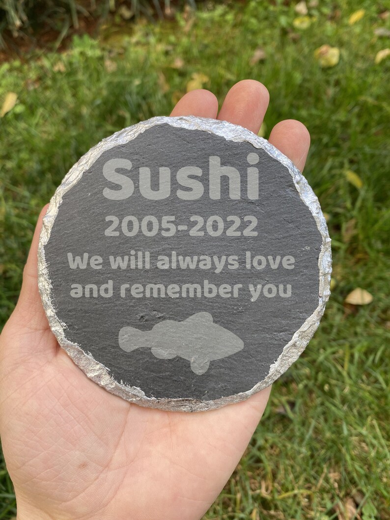Custom Pet Memorial Stone, Personalized Engrave Fish Memorial Plaque ...
