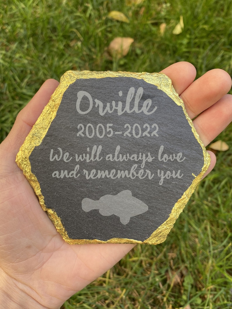 Custom Pet Memorial Stone, Personalized Engrave Fish Memorial Plaque ...