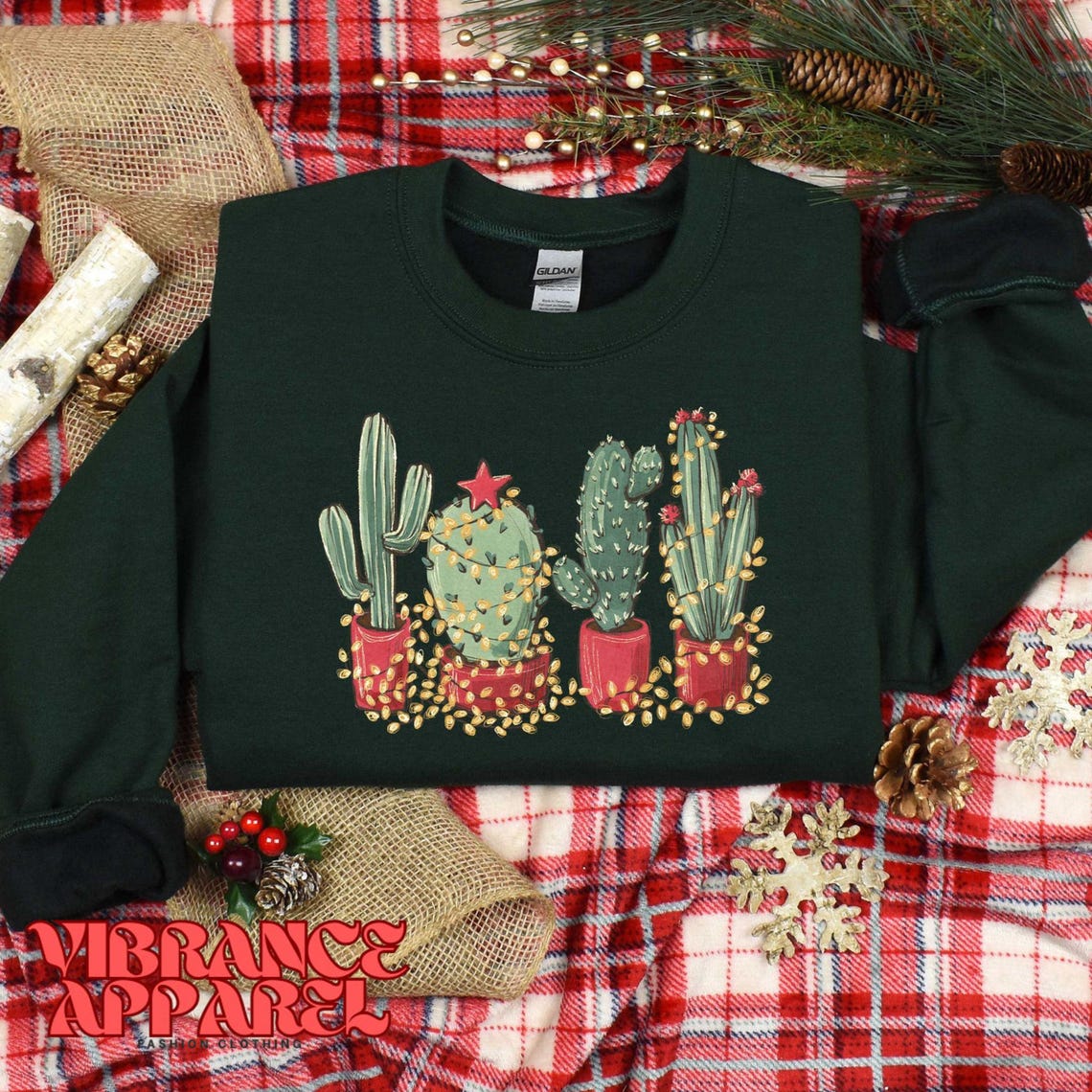 Christmas Cactus Sweater, Christmas Cactus, Christmas Cactus Shirt ...
