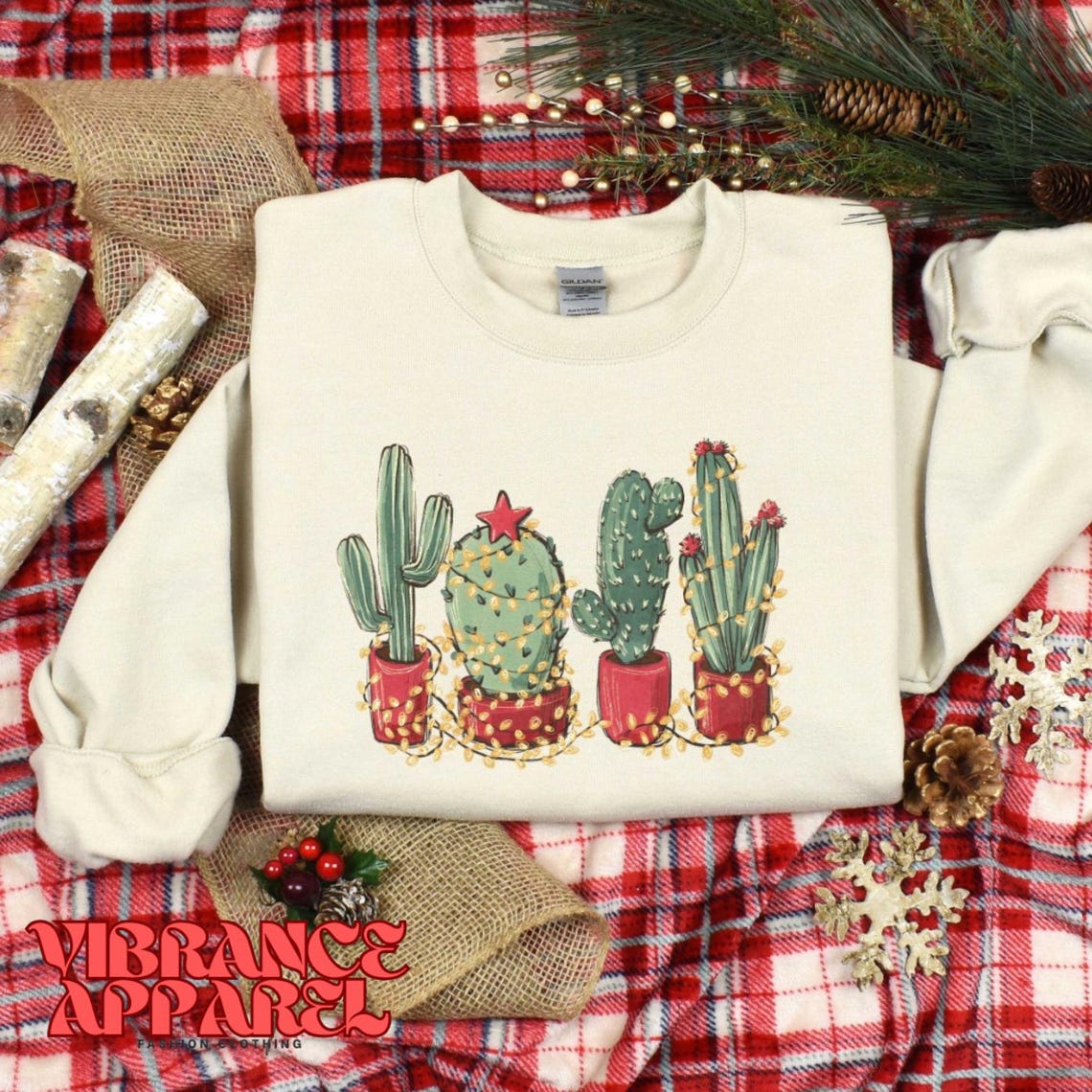 Christmas Cactus Sweater, Christmas Cactus, Christmas Cactus Shirt ...
