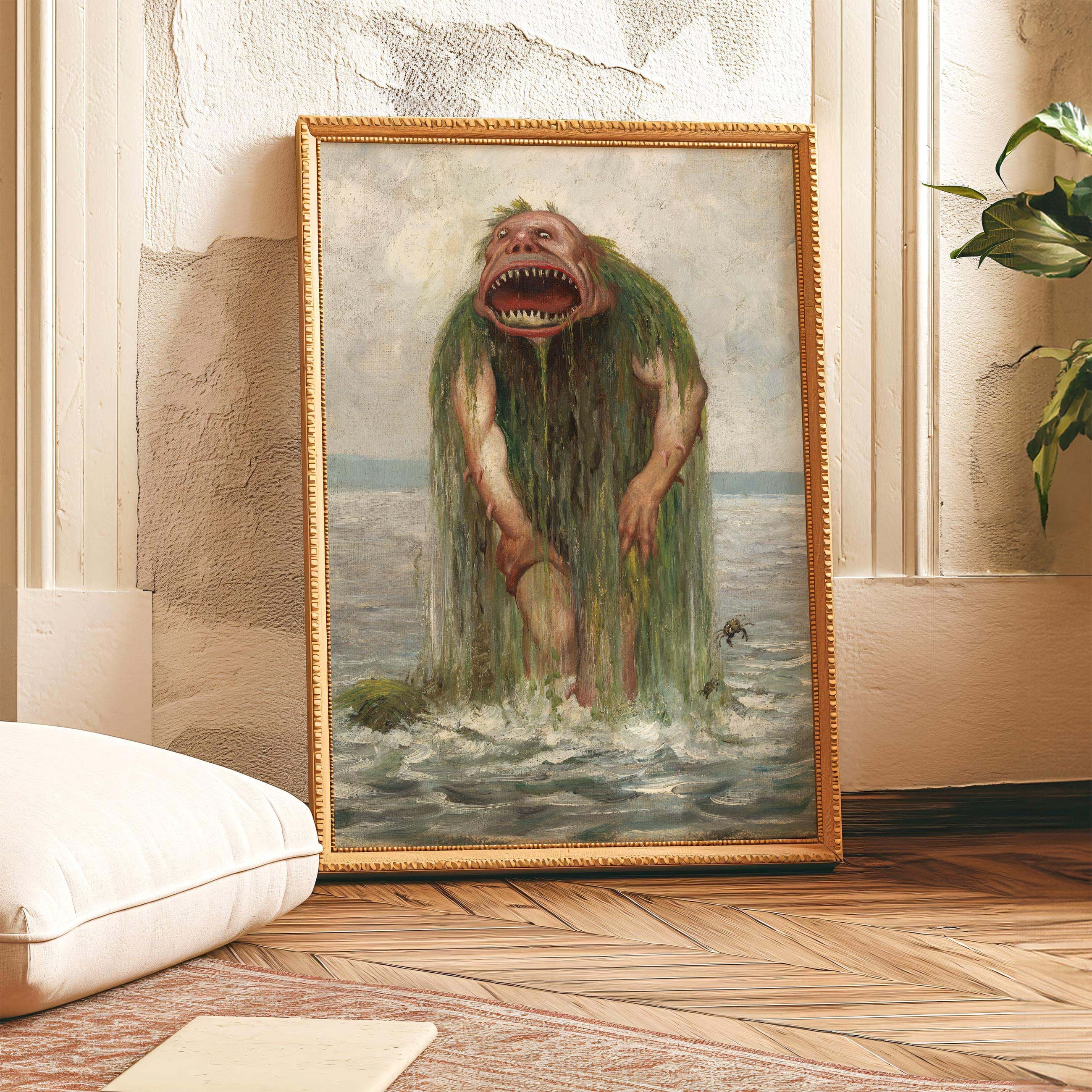 Sea Monster Art Gothic Wall Decor, Nordic Mythology Monster Surrealist ...