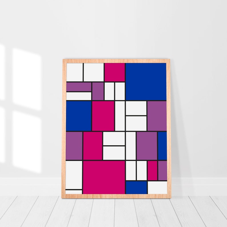 Abstract Bisexual Pride Flag Inspired by Bauhaus Design, Minimalist ...