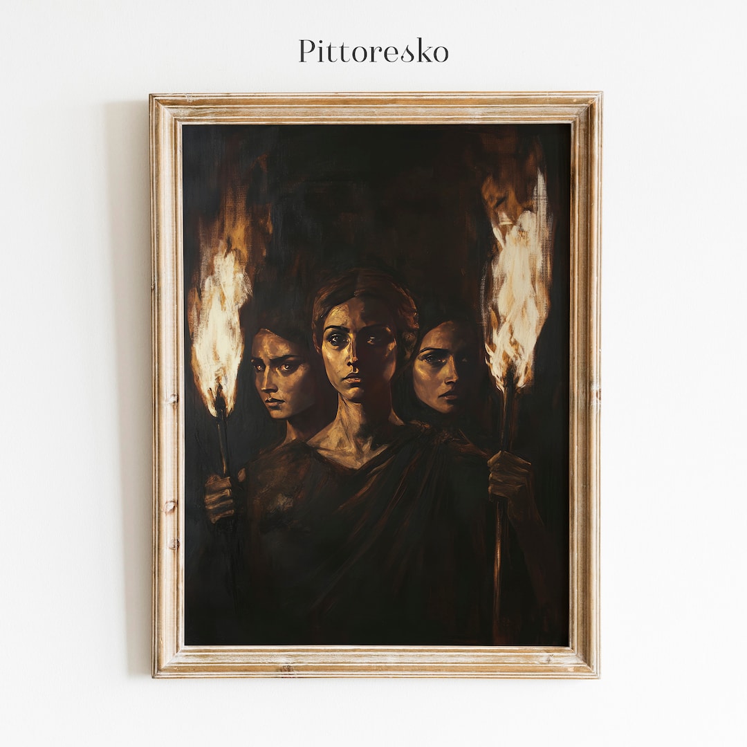 Wall Art of Hecate Triple-bodied Goddess With Torches, Hecate Goddess ...