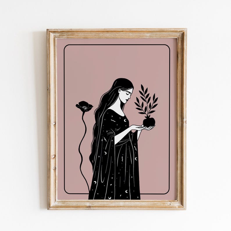 Persephone Greek Goddess of the Underworld Digital Poster, Boho ...