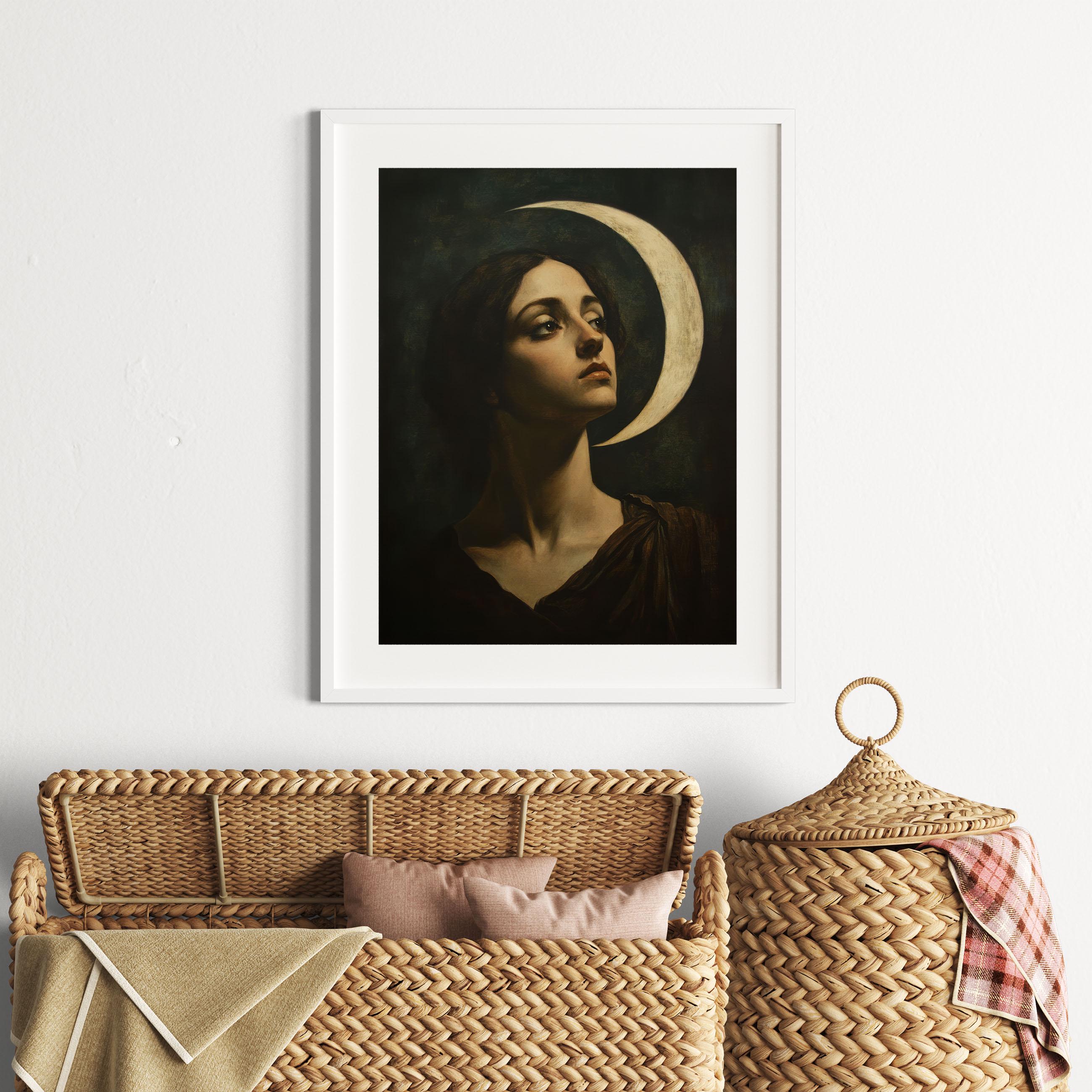 Greek Goddess of the Moon Digital Wall Art, Artemis Crescent Moon ...