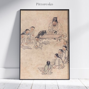 Traditional Korean Wall Art by Kim Hong-do Teacher Students at School ...