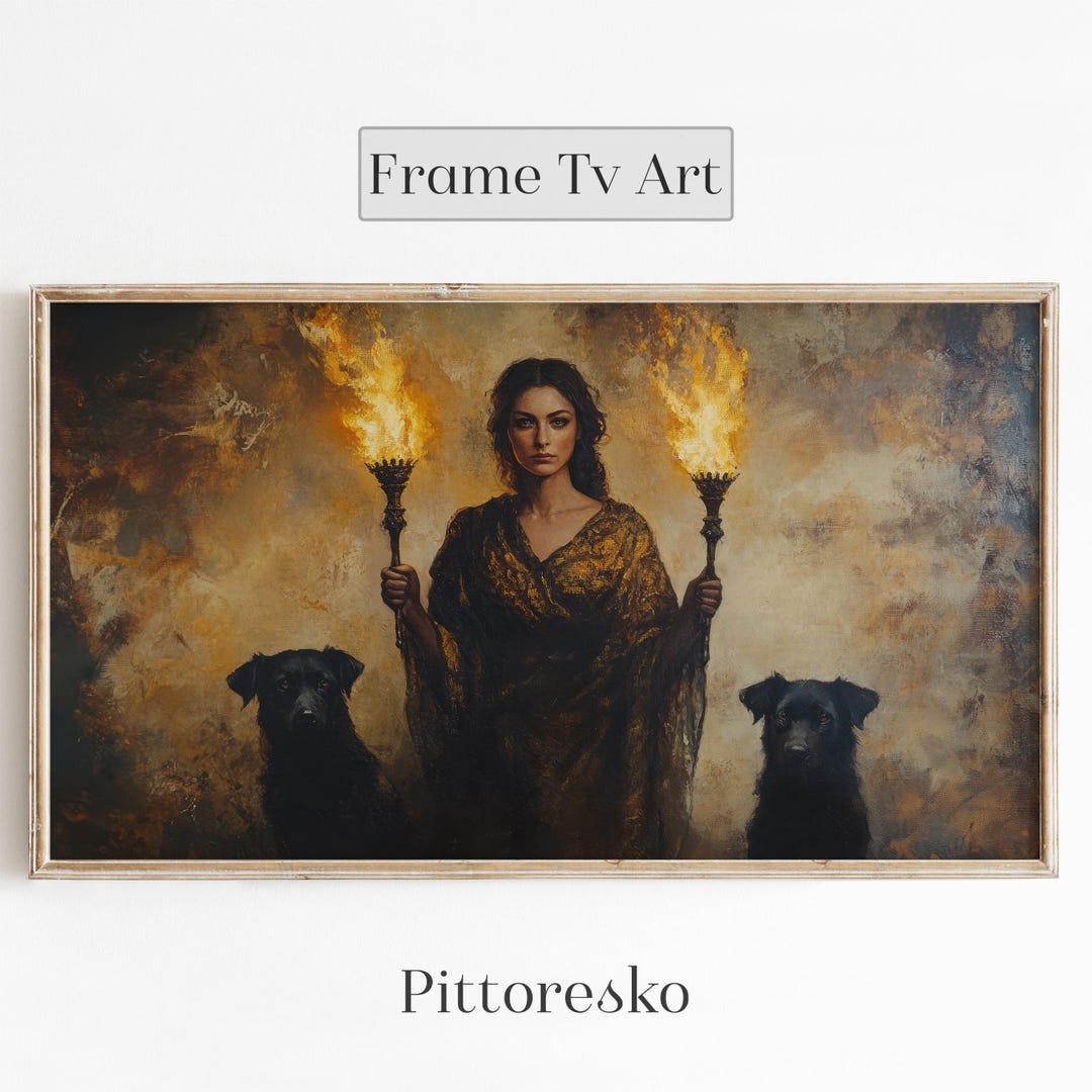 Smart Tv Frame Greek Goddess Hecate With Black Dogs and Torches ...
