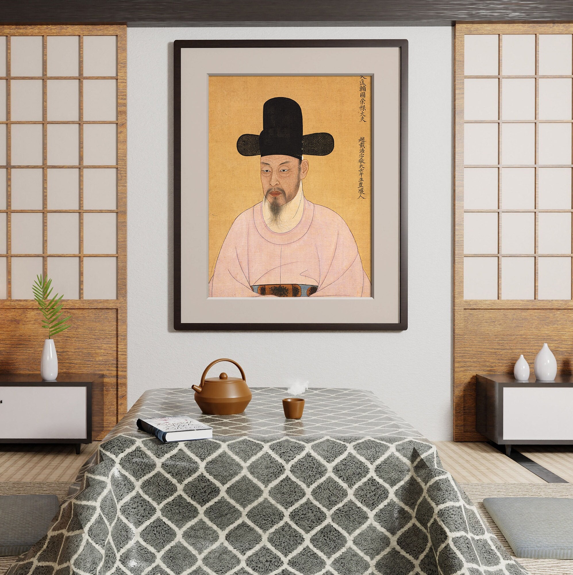 Vintage Korean Wall Art, Korean Portrait Painting, Joseon Dynasty Art ...