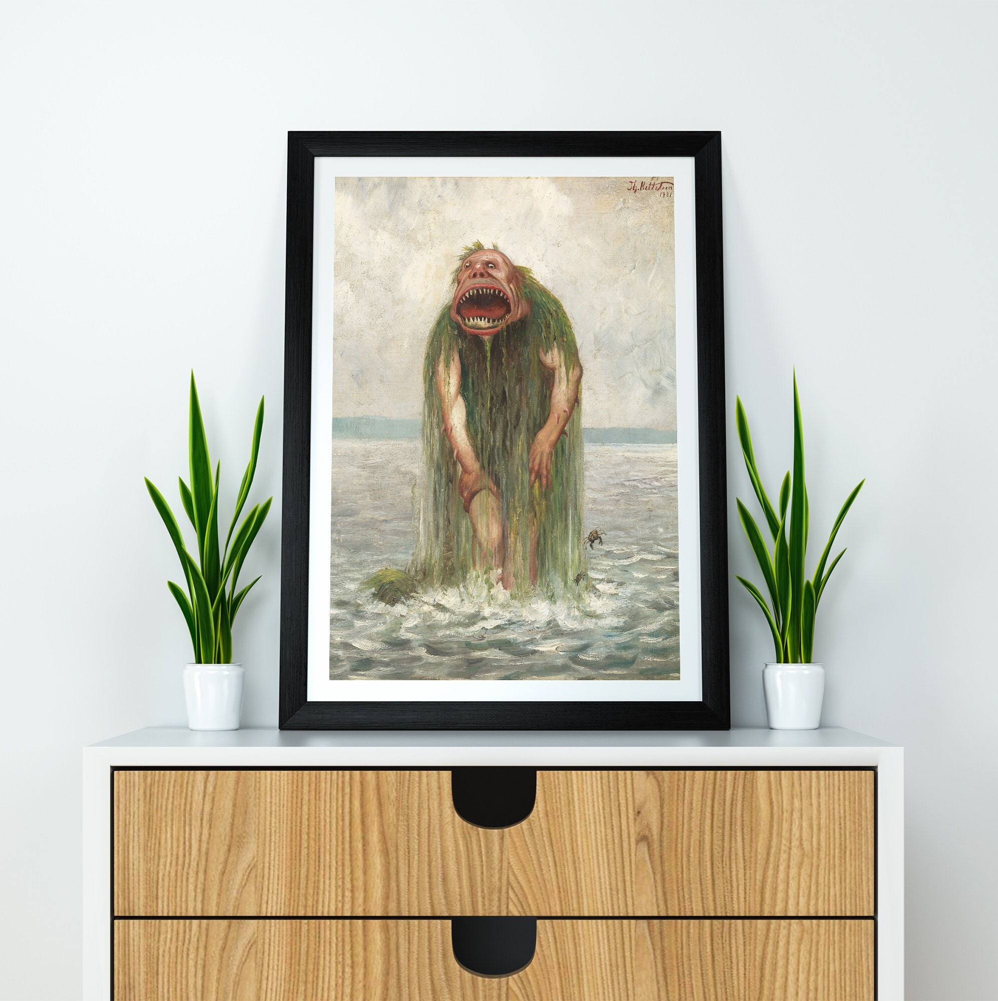 Sea Monster Art Gothic Wall Decor, Nordic Mythology Monster Surrealist ...