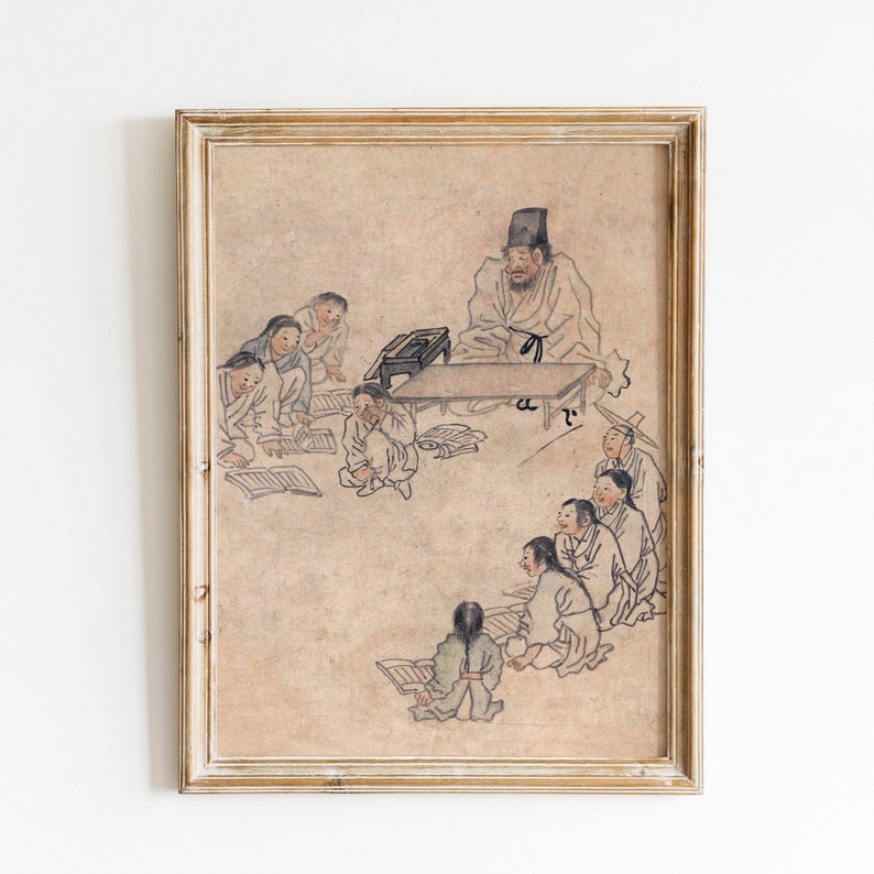 Traditional Korean Wall Art by Kim Hong-do Teacher Students at School ...
