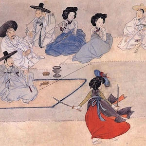 Vintage Korean Folk Painting Shaman Dancing With Sword by Sin Yun Bok ...