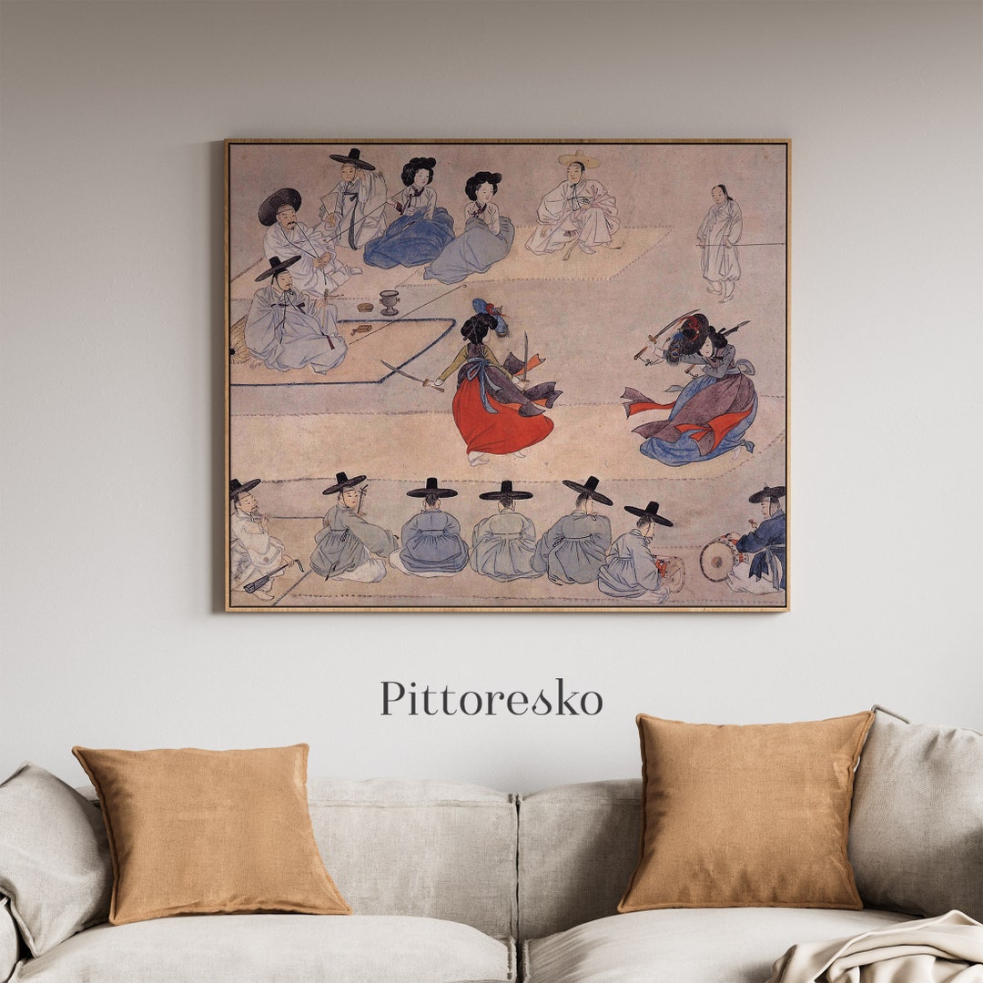 Vintage Korean Folk Painting Shaman Dancing With Sword by Sin Yun Bok ...