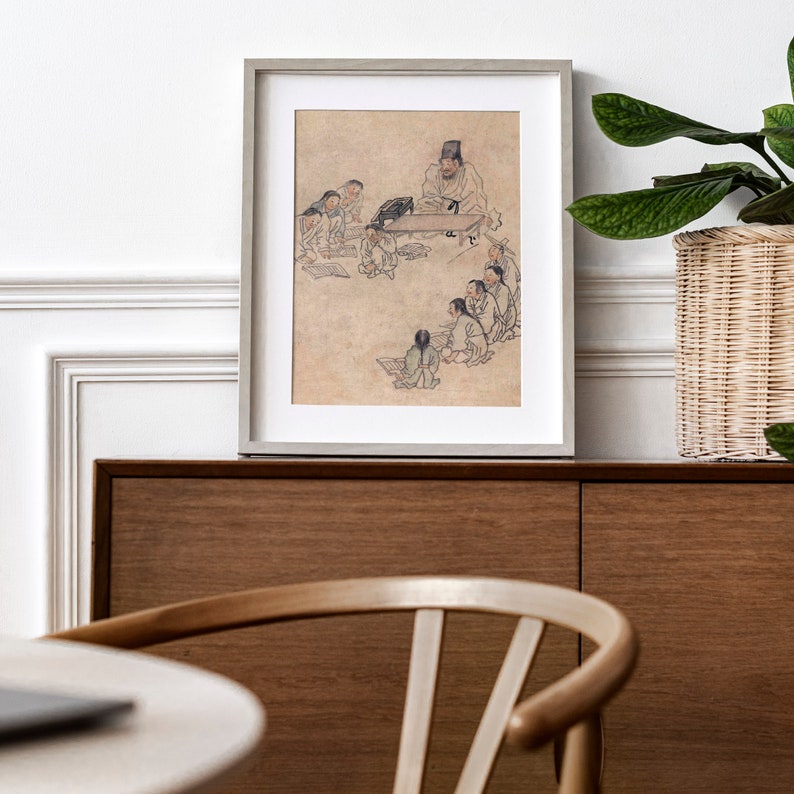 Traditional Korean Wall Art by Kim Hong-do Teacher Students at School ...