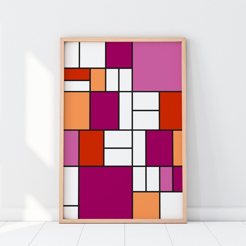 Bauhaus Poster Inspired by Lesbian Flag, Minimalist LGBT Wall Art for ...