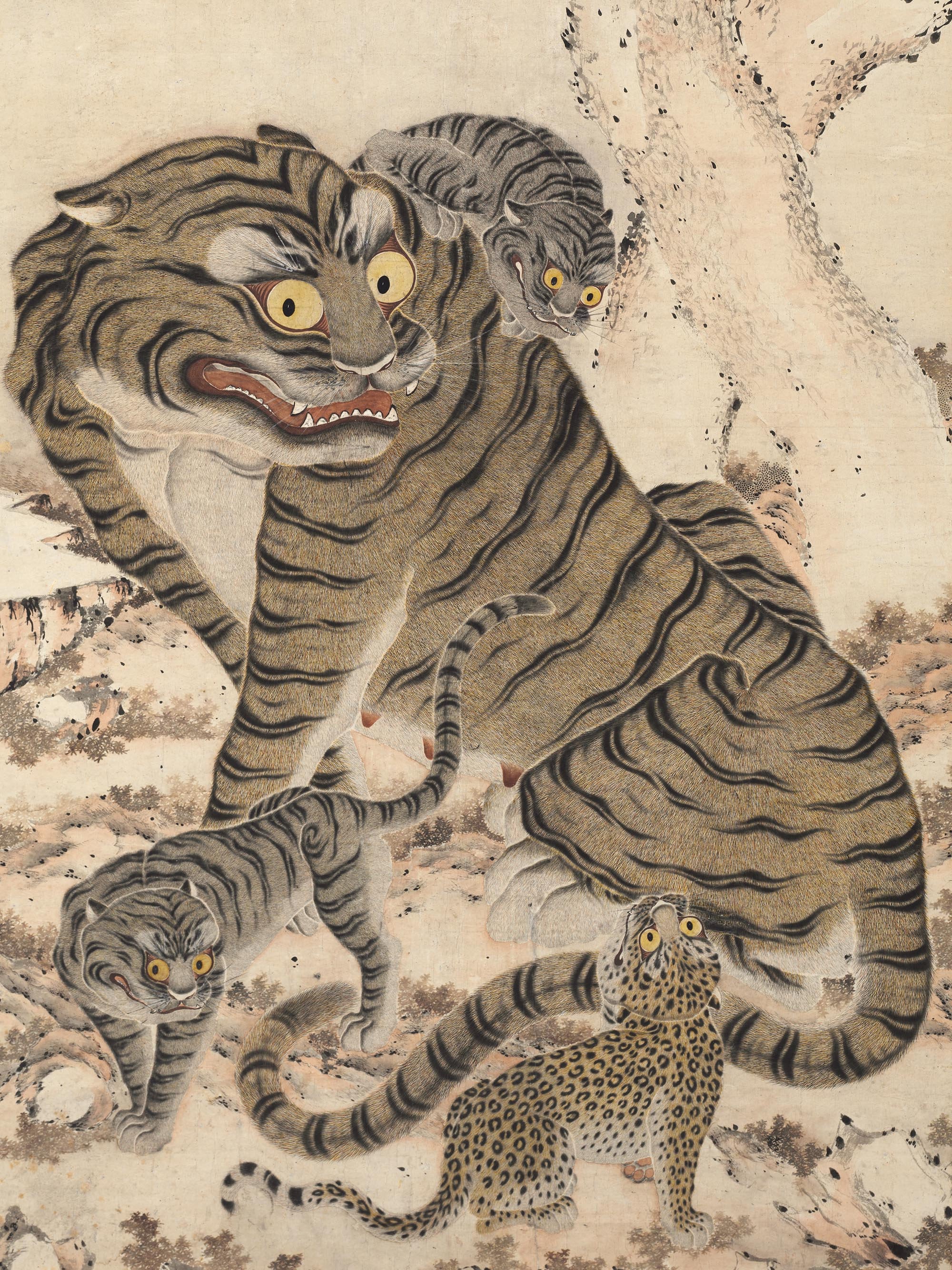 Vintage Korean Minhwa Tiger Art Print, Traditional South Korean Folk ...