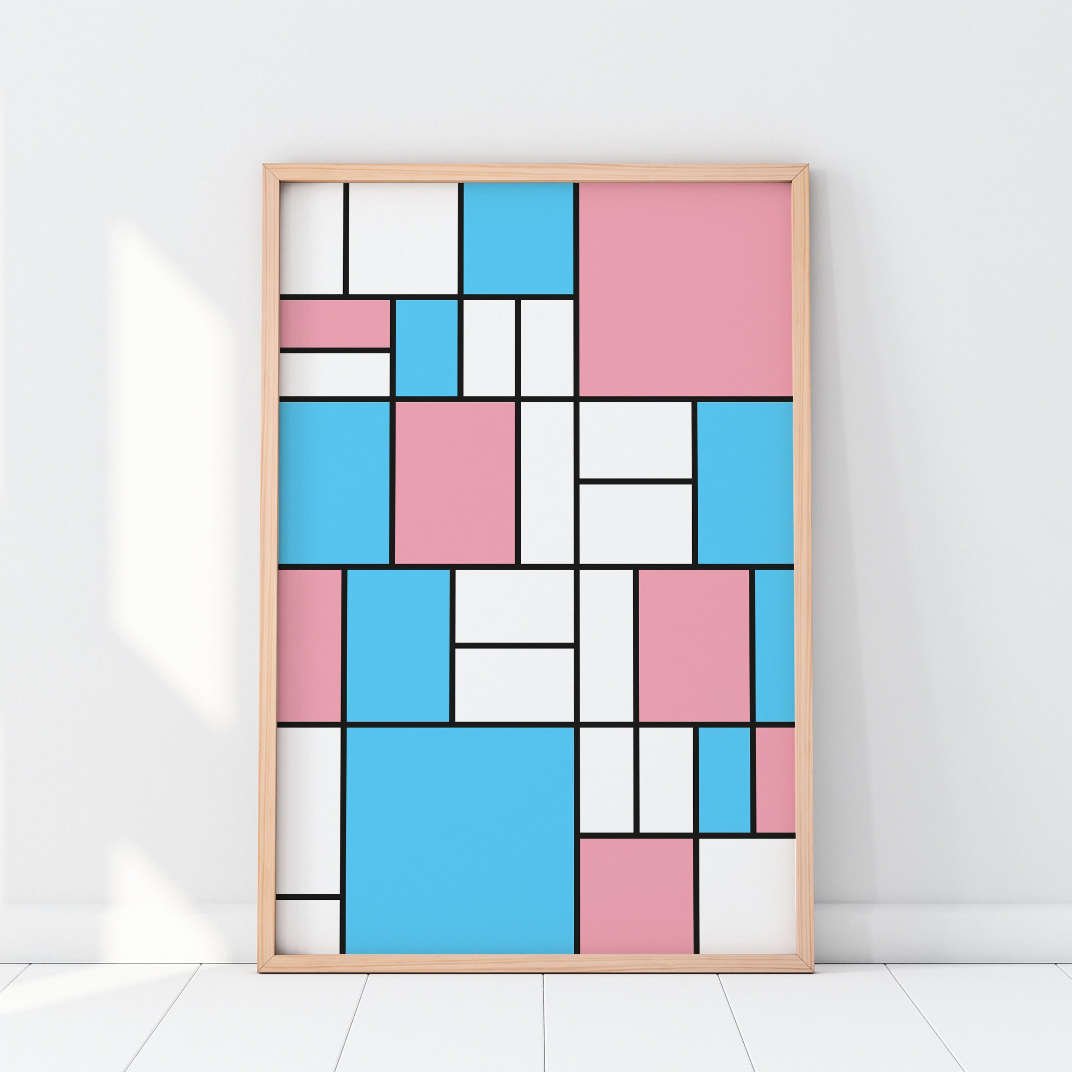 Abstract Trans Pride Flag Wall Art Inspired by Bauhaus Piet Mondrian ...