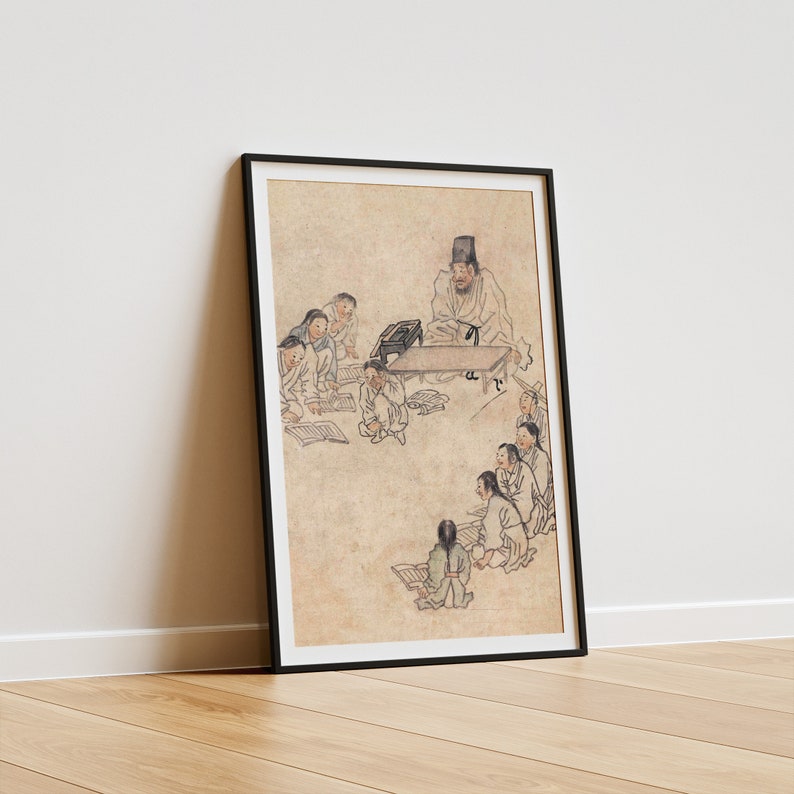 Traditional Korean Wall Art by Kim Hong-do Teacher Students at School ...