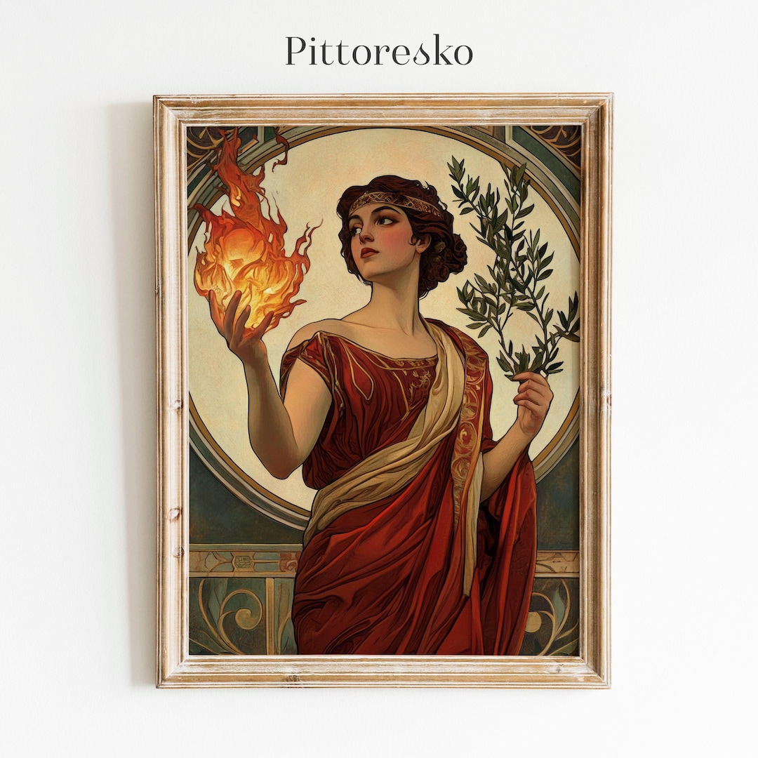 Hestia Greek Goddess of Home and Hearth With Chaste-tree and Sacred ...