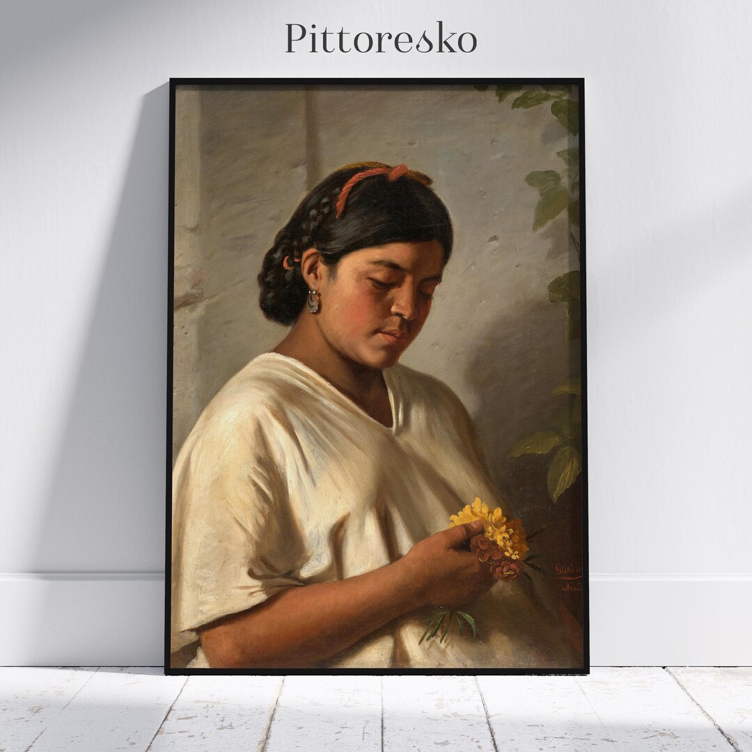 Native Mexican Woman Portrait With Flower Digital Print by Felipe ...