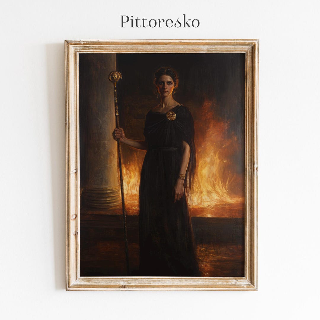 Digital Wall Art Hestia Greek Goddess of Olympus With Scepter and ...