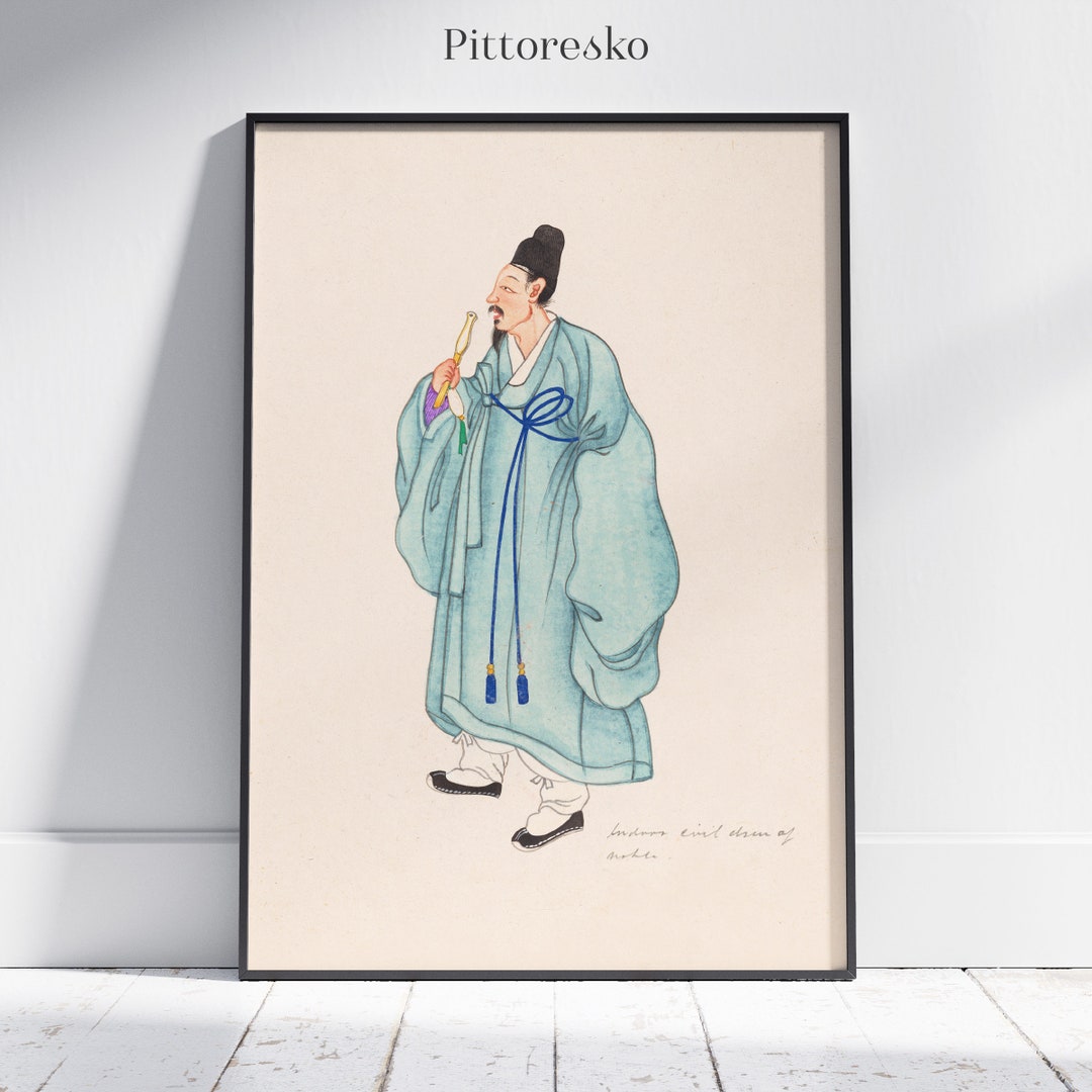 Korean Traditional Portrait Painting, South Korean Hanbok Wall Art ...