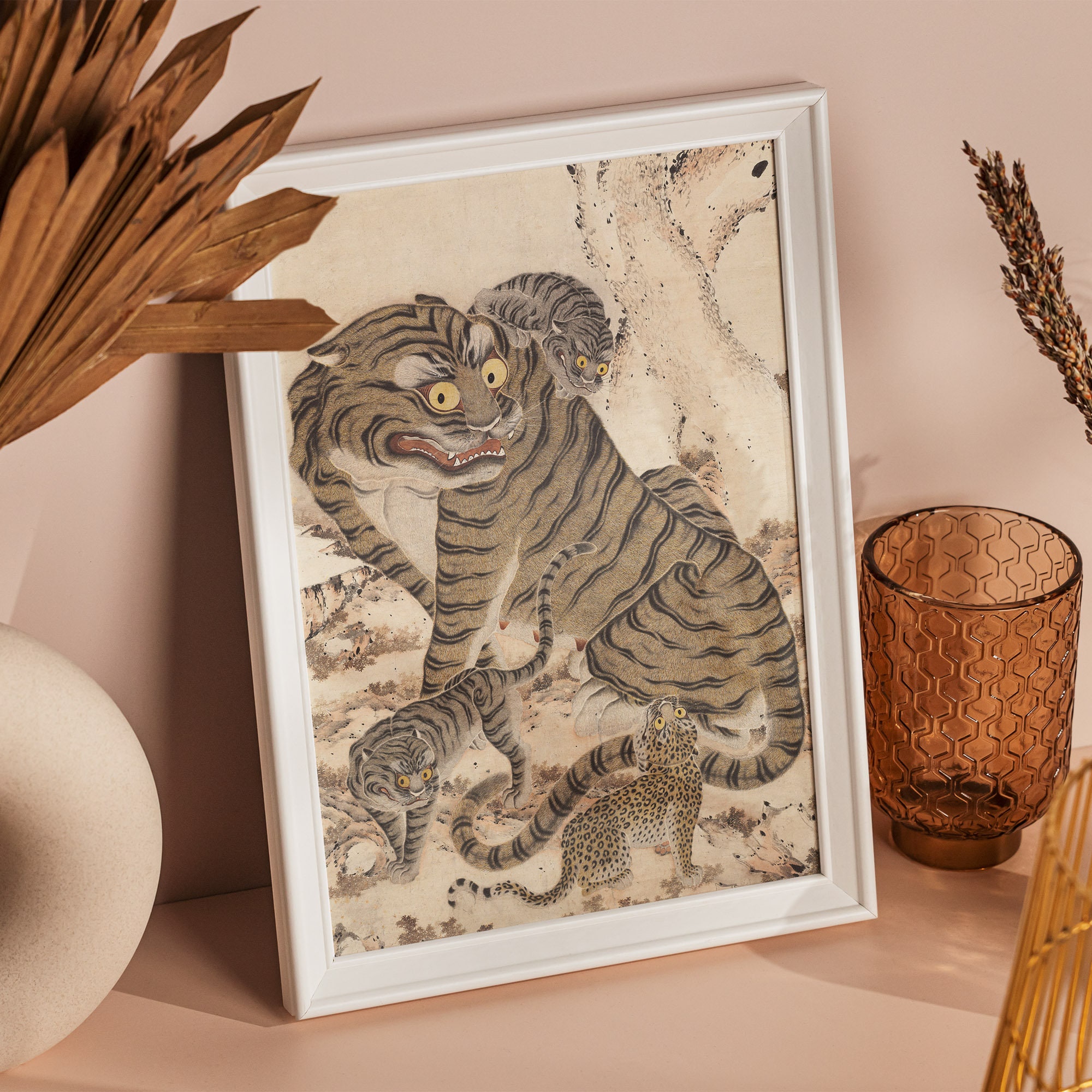 Vintage Korean Minhwa Tiger Art Print, Traditional South Korean Folk ...