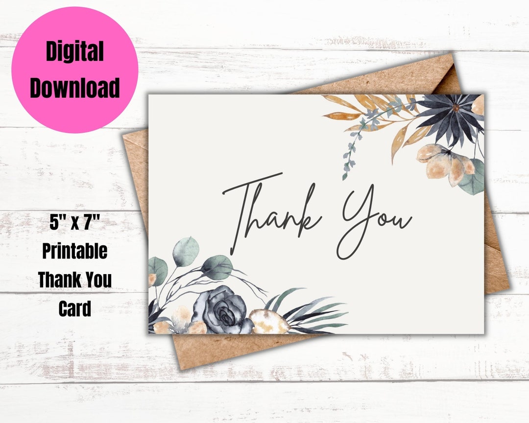 Thank You Greeting Card, Blank Thank You Card Template, Gratitude Card ...