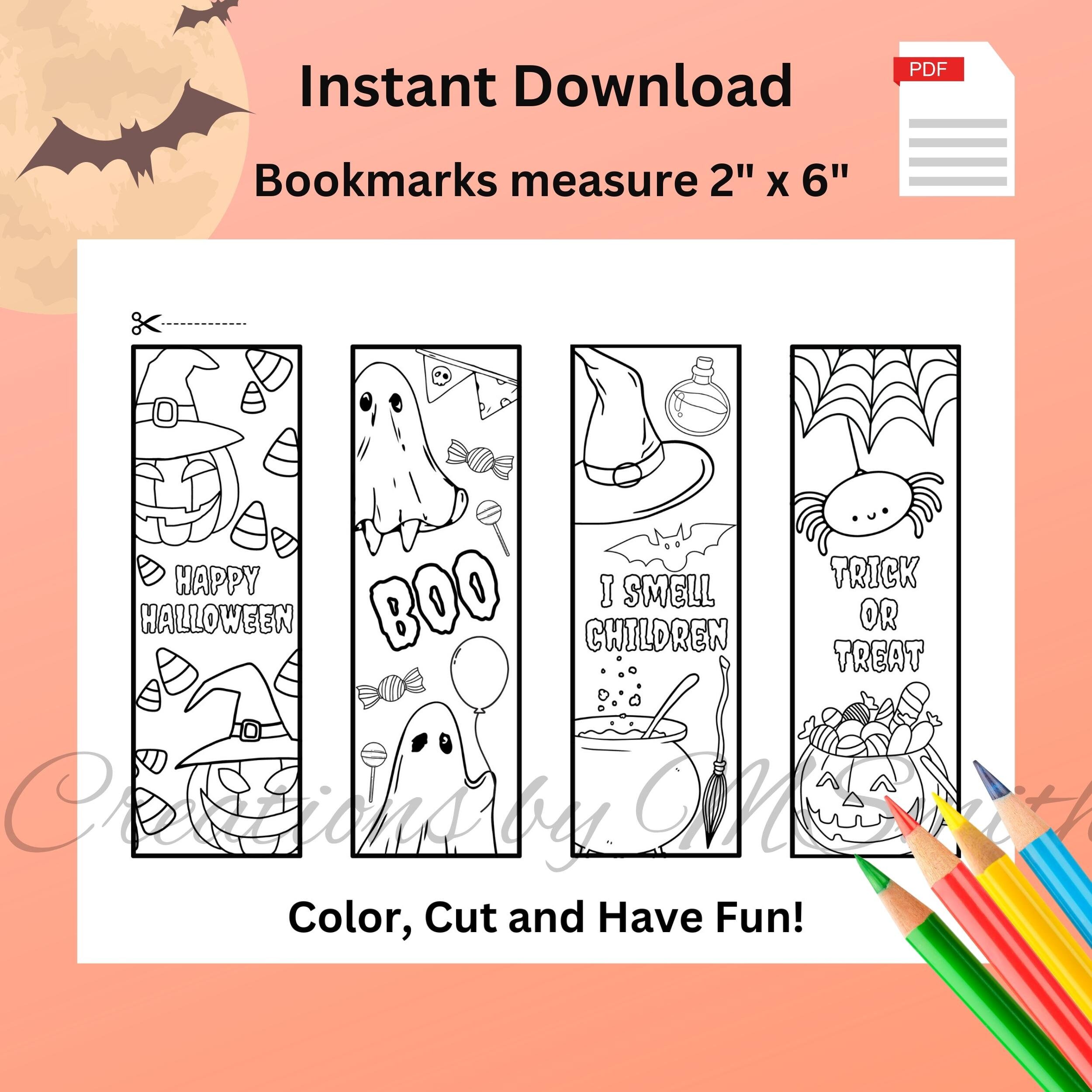 Halloween Coloring Bookmarks, Halloween Coloring Page, Halloween ...