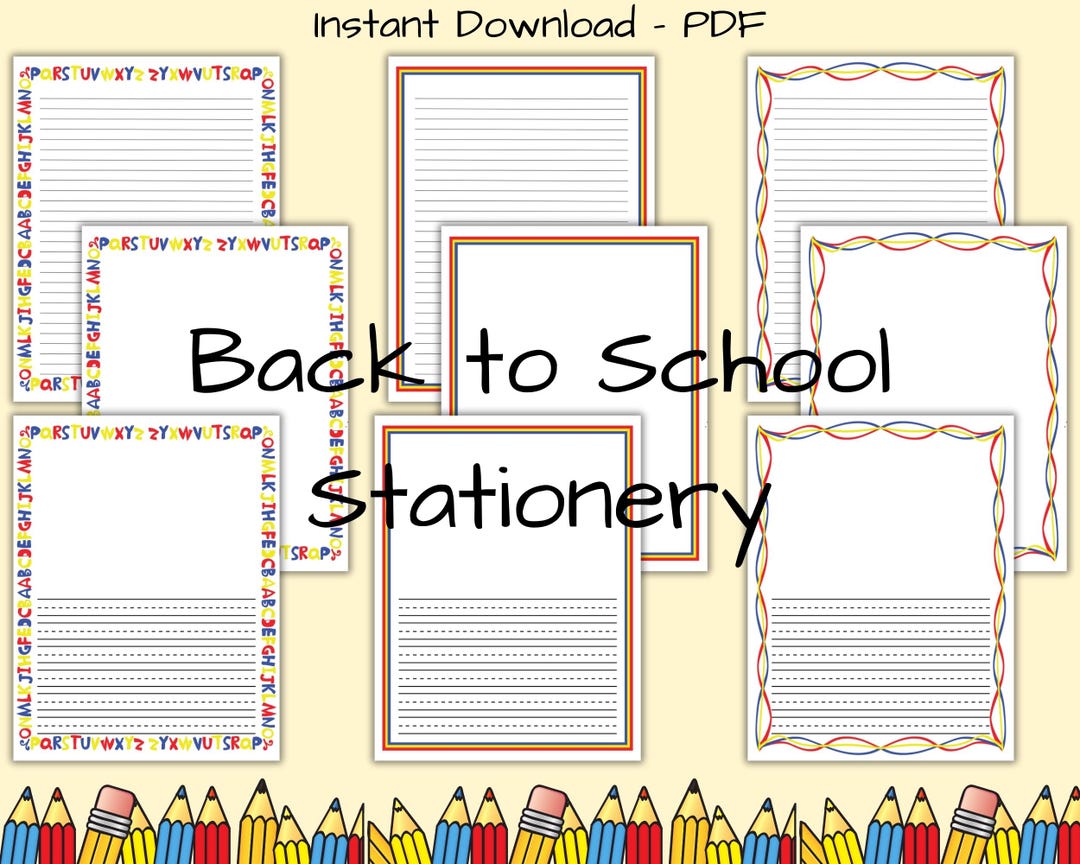 School Stationery Set: Printable Writing Paper (PDF) - Etsy