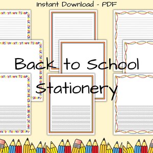 School Stationery Set, Printable Writing Paper, Handwriting Practice ...