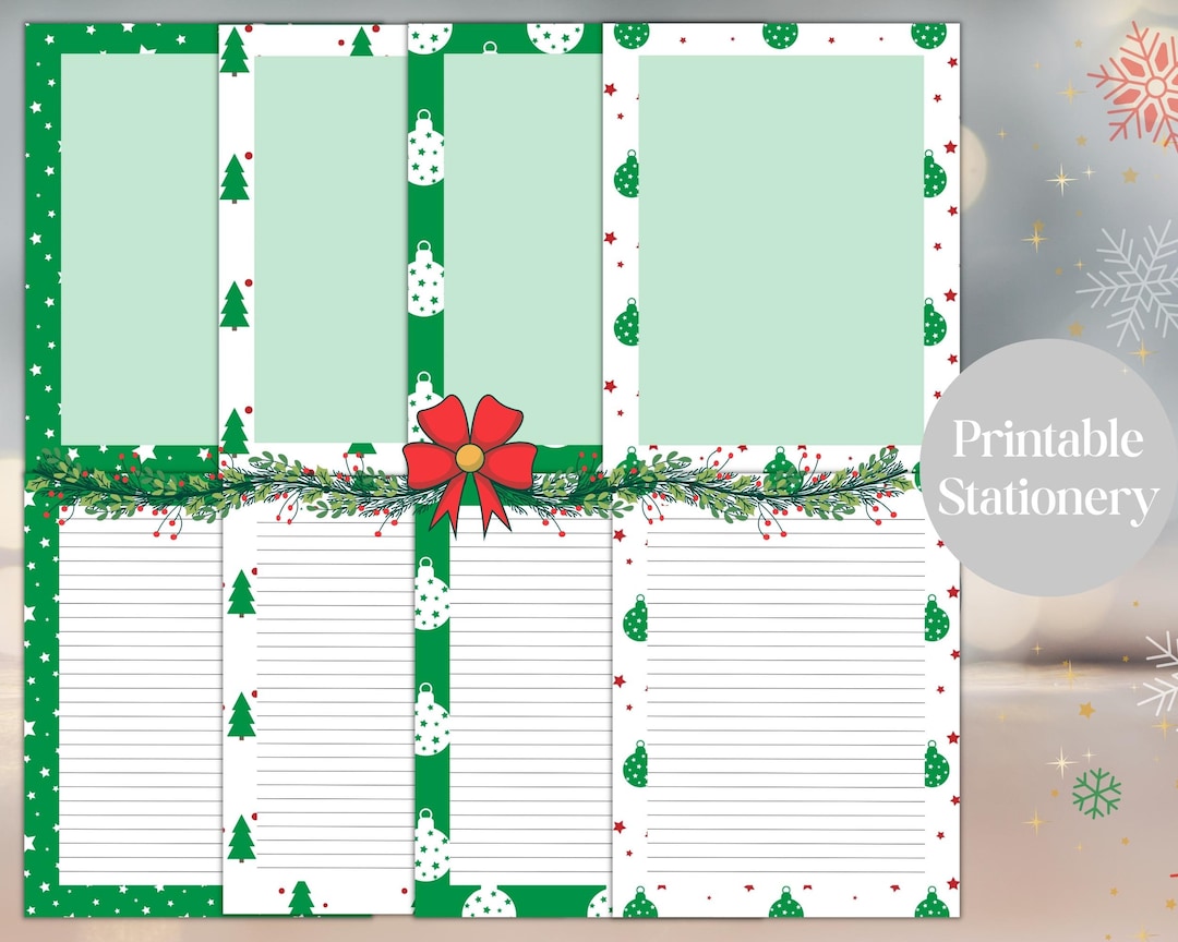 Printable Christmas Stationery, Christmas Writing Paper, Holiday ...