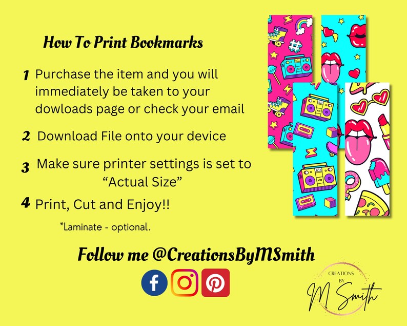 80s Retro Bookmarks, 80&#039;s Party Favors, Printable Bookmark Set, 90&#039;s ...