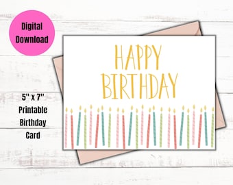 PRINTABLE Happy Birthday Candles Gift Tag , PDF, Label, Instant ...