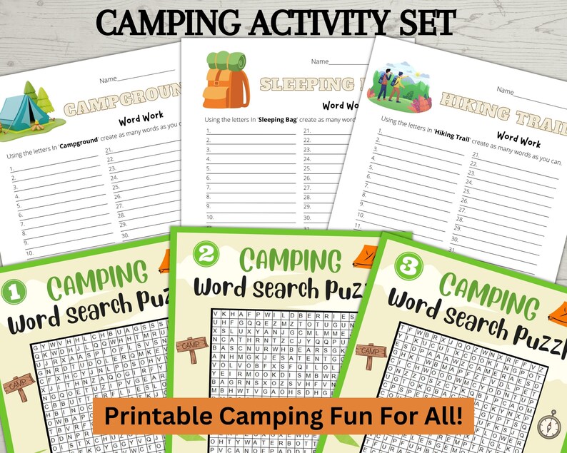 Camping Word Games, Printable Camping Activities, Family Camping Games ...
