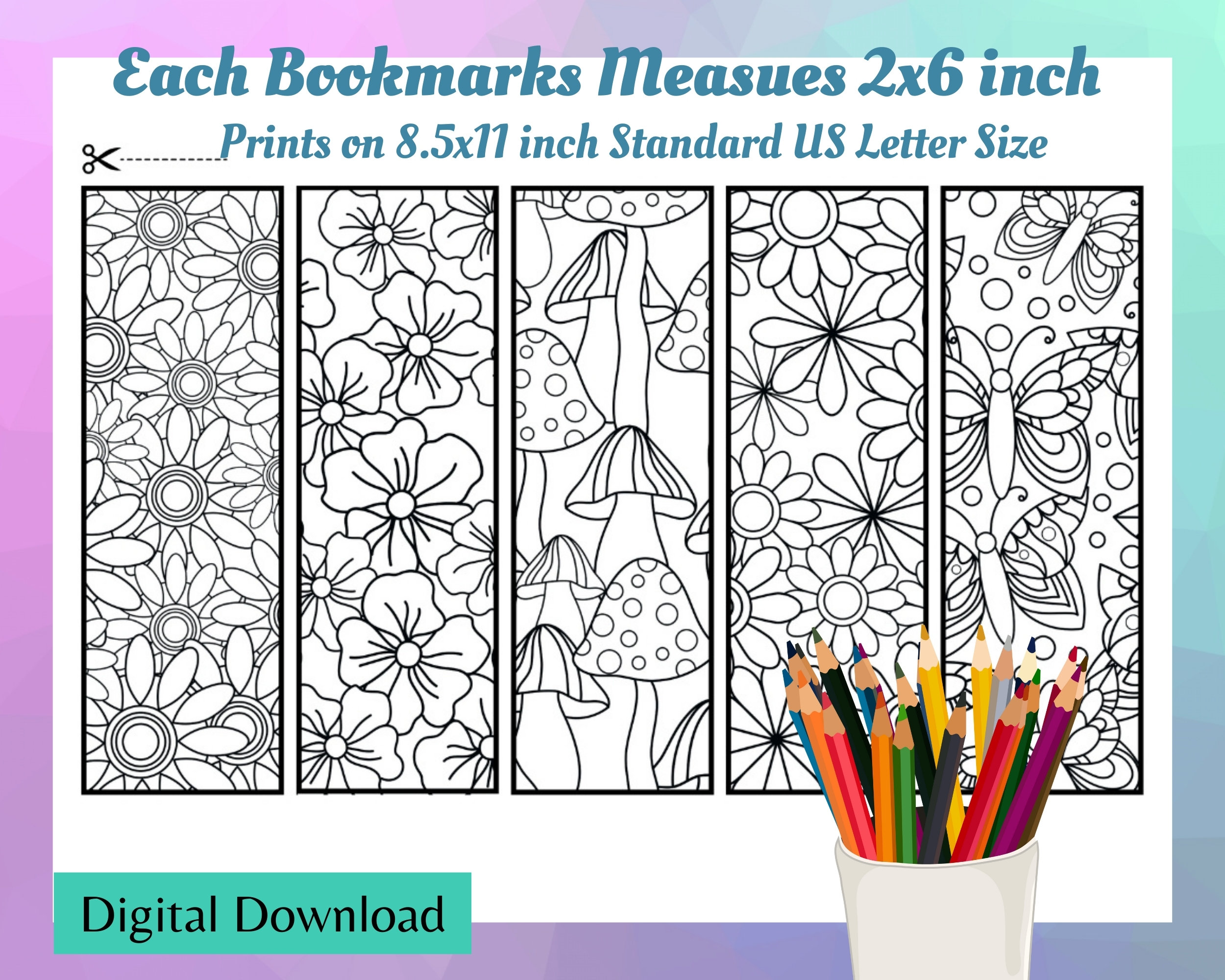 Nature Coloring Bookmarks, Coloring for Adults, Kids Coloring Bookmarks ...